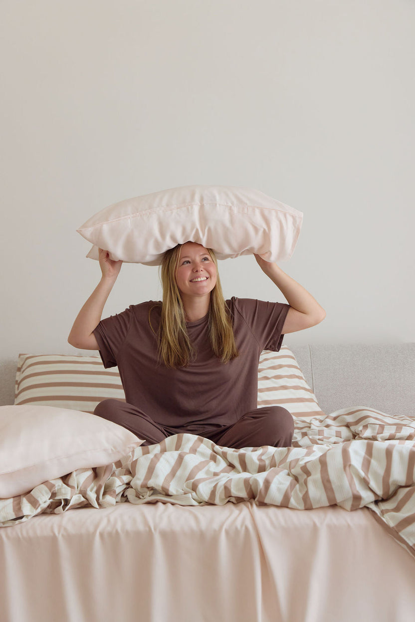 Bamboo Sheet Set Butter Stripe | Breathable, Soft & OEKO-TEX Certified ...