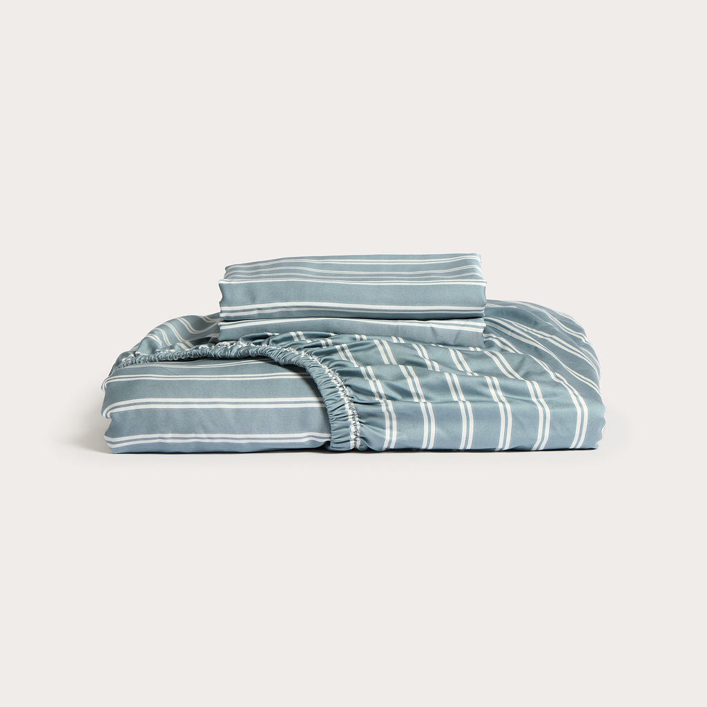 Bamboo Fitted Sheet Bay Stripe | No Top Sheet | Mulberry Threads Australia